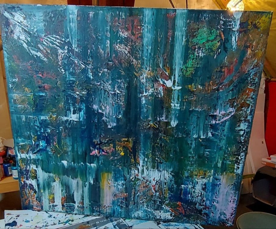 Gemälde "Grüne Oase" von mir selbstgemalt 60×60 | Kaufen auf Ricardo