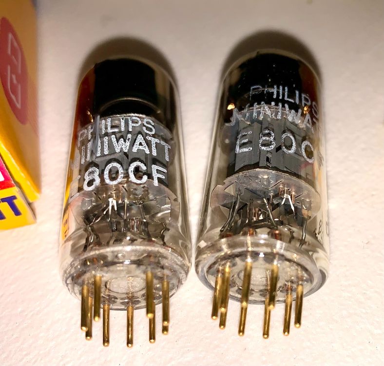 2 Röhren / Radioröhren E80CF, NOS, Philips SQ (Neu (gemäss Beschreibung ...