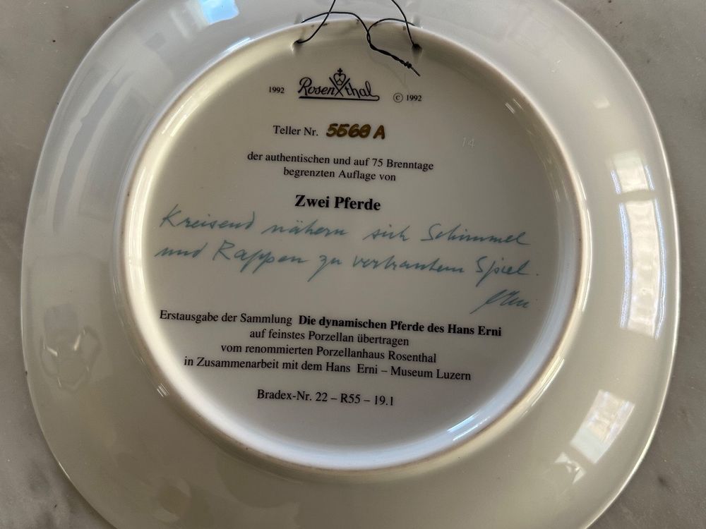 Hans Erni Rosenthal Teller zwei Pferde | Kaufen auf Ricardo