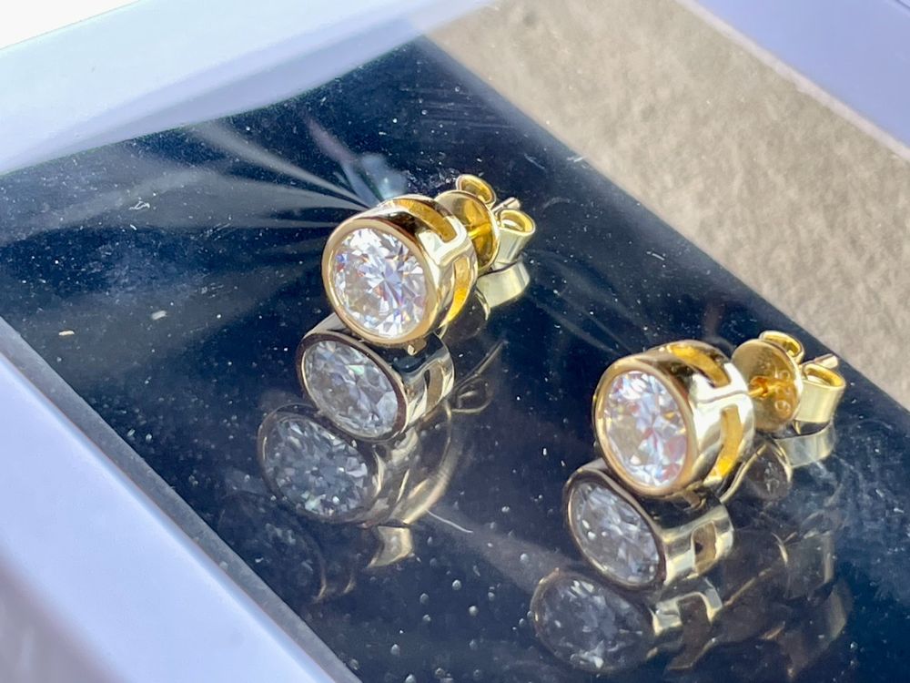 AKTION! Moissanite Ohrenstecker je 1 Karat ! RS 6.5mm,silber (Neu und ...