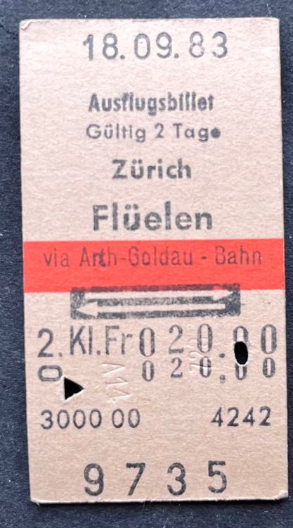 Ausflugsbillett Zürich Flüelen via Arth-Goldau - Bahn (Gebraucht) in Wabern für CHF 1.5 – mit ...
