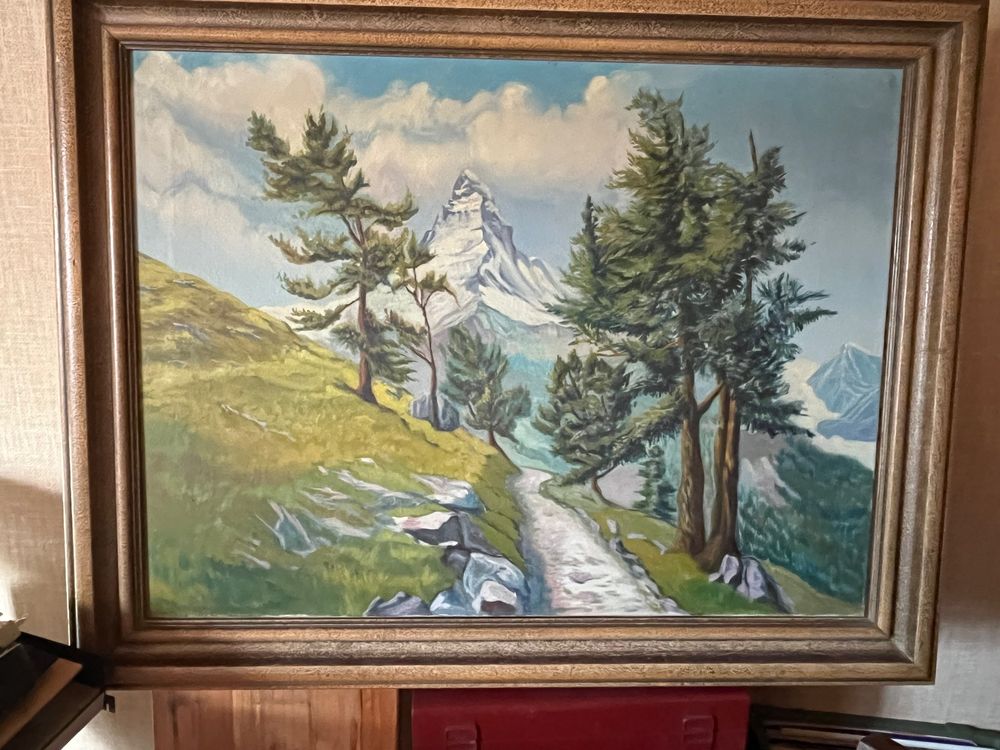 Ölgemälde Matterhorn Landschaft Schweiz gerahmt A.Meier | Kaufen auf Ricardo