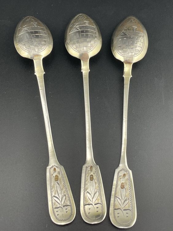 Silber 875/84 Zolotnik - 3 antike Teelöffel - Russland (Gebraucht) in Genève für CHF 53 – mit ...