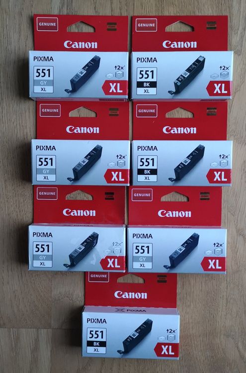 Original Canon PIXMA Patronen 551 XL, 3x schwarz und 4x grau (Neu und ...