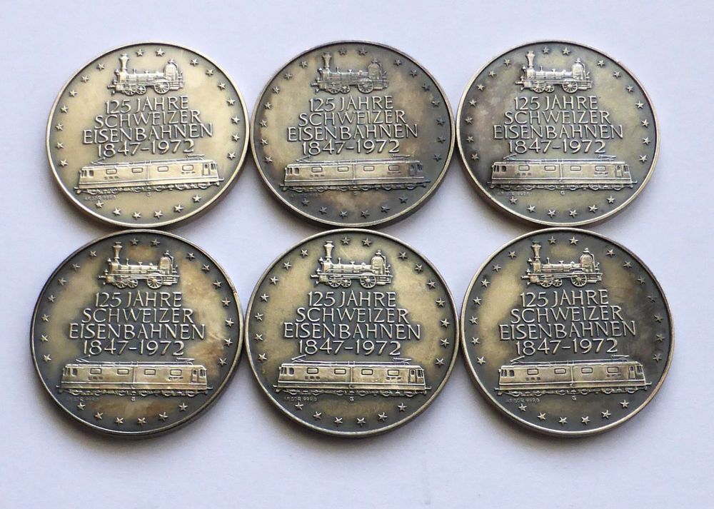 120g 999 Feinsilber, 6x 125 Jahre CH Eisenbahnen à 20g -1972 | Kaufen auf Ricardo