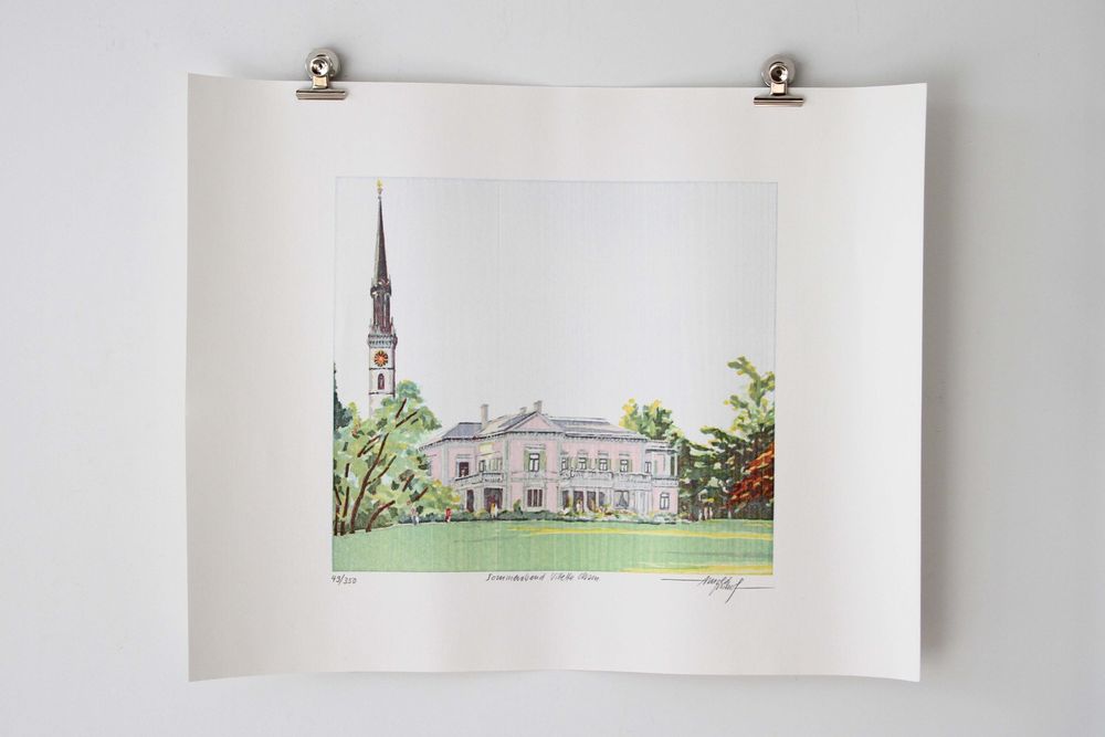 Arnold Imhof - sign. Architektur-Lithografie "Vilette Cham" | Kaufen ...