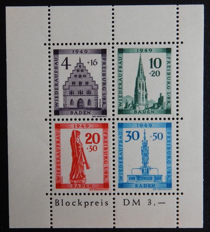 Baden Alliierte Besetzung Kat. Block 1A ** 1949 Kat. 70 Euro | Kaufen ...