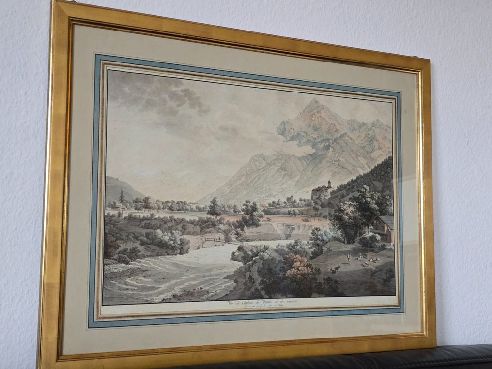 Johann Ludwig Aberli (1723 - 1786) Vue du Château de Wimmis (Gebraucht ...