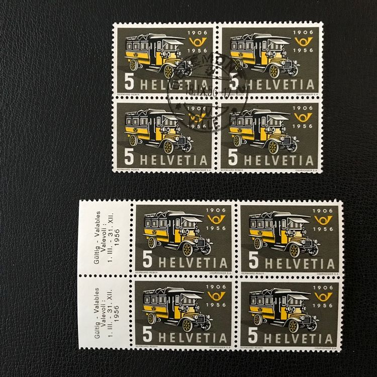 Frei- und Werbemarken 1956, 2 ABARTEN im Viererblock (Gebraucht) in Stallikon für CHF 3 – mit ...