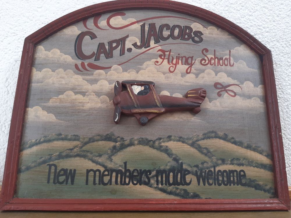 Capt.Jacobs Flying School-Vintage Déco Publicitaire en Bois (Gebraucht ...