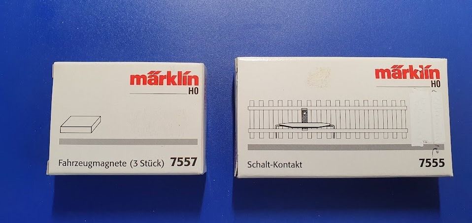 Märklin 7555 Schaltkontakt/Märklin 7557 Magnet 3Stk. H0, OVP (Neu ...