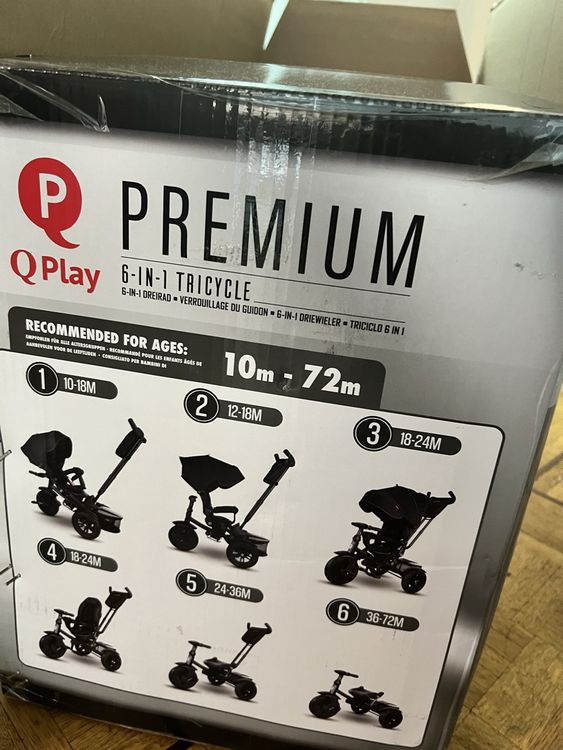 New QPlay Dreirad und Buggy Premium 6 in 1 black (10m-72m) (Neu und ...