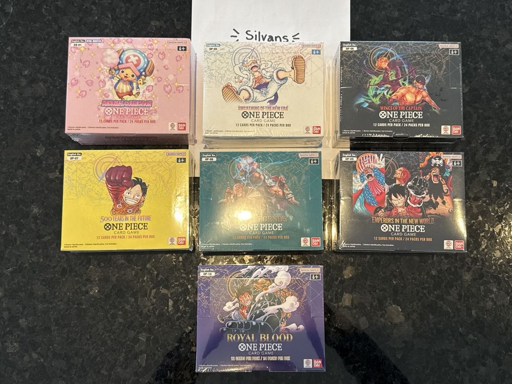 7x One Piece Booster Box Display OP05 - OP10 + EB01 Englisch (Neu und ...