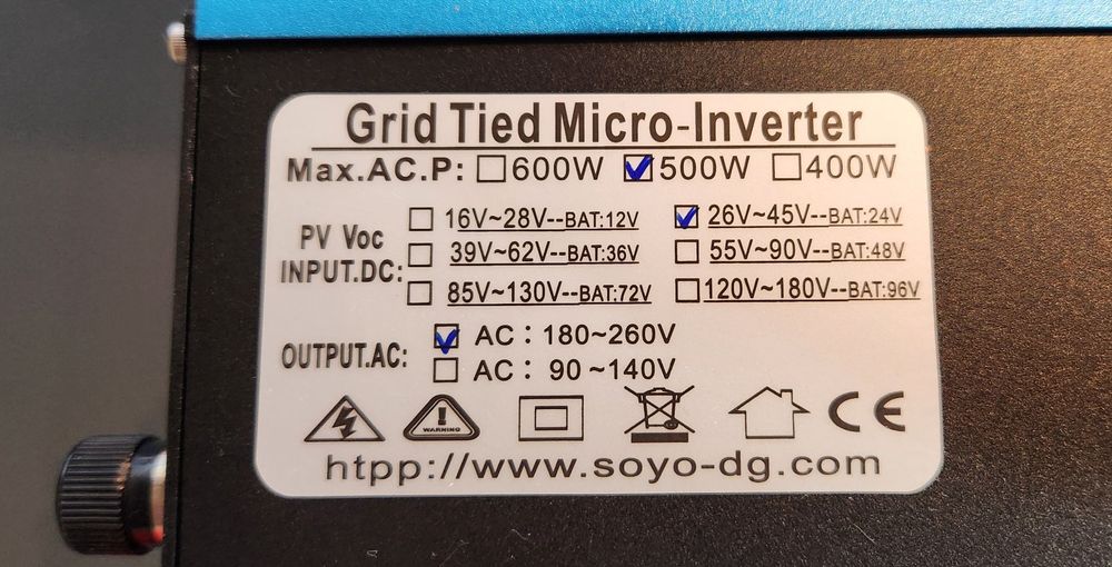 Soyosource GTN Grid-Tied Micro Inverter 500W AC230V (Gebraucht) in ...