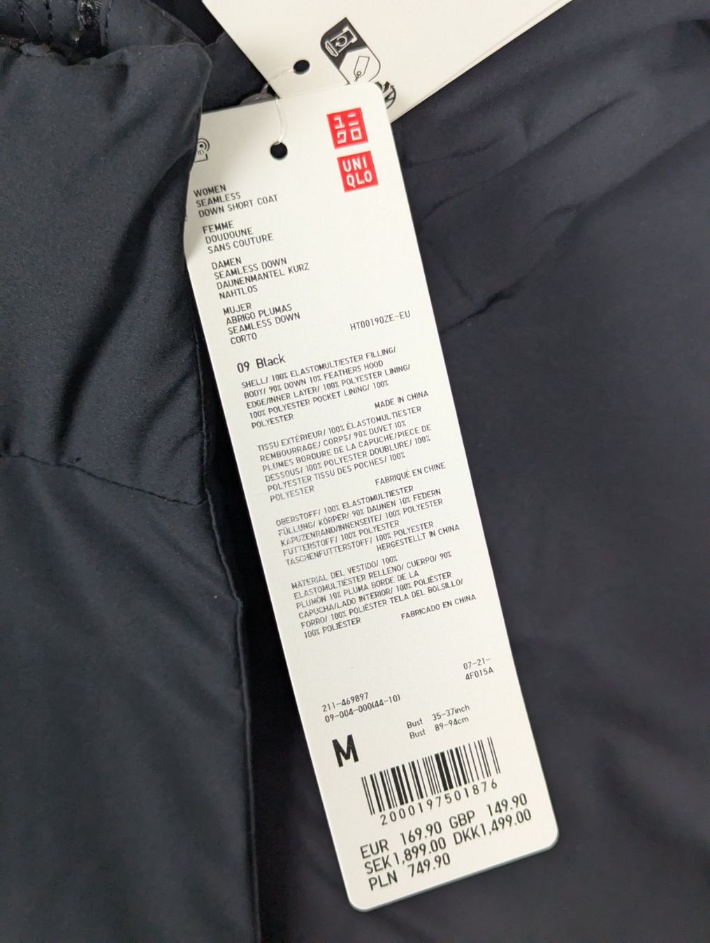 Doudoune UNIQLO Sans Coutures – Noir – Neuf - Taille M (Neuf avec ...