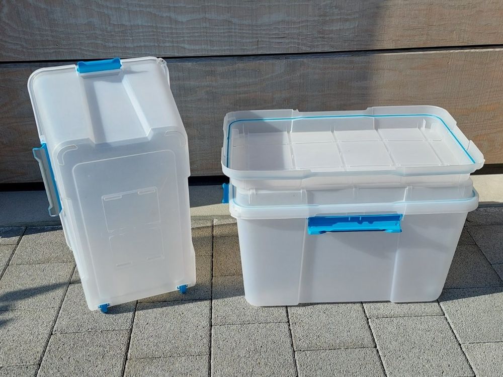 Kunstoffboxen gross 2 Stück mit Deckel und je 2 Rollen | Kaufen auf Ricardo