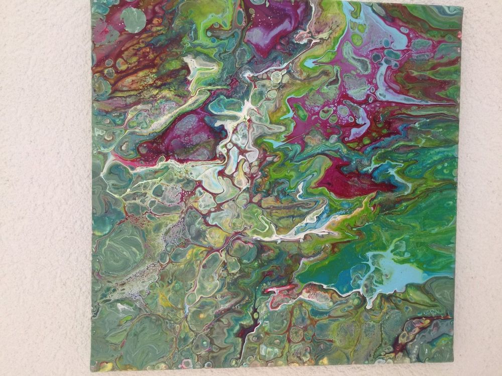 Gemälde auf Leinwand 30 x 30 ÖL Pouring (Gebraucht) in Kirchdorf AG für CHF 69 – mit Lieferung ...