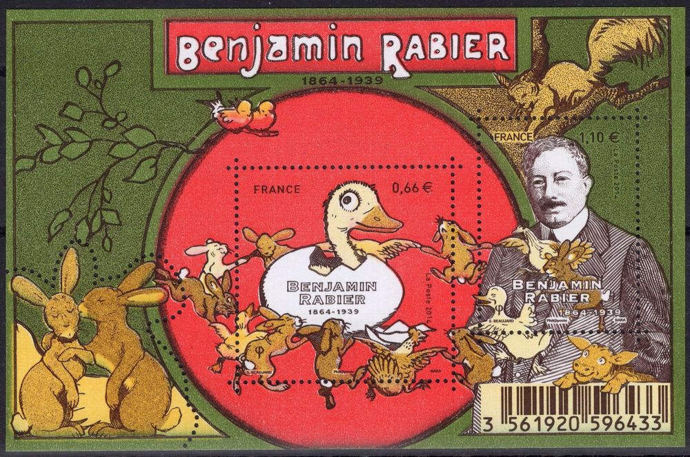150. Geburtstag von Benjamin Rabier - Block aus FRANKREICH (Neu (gemäss ...