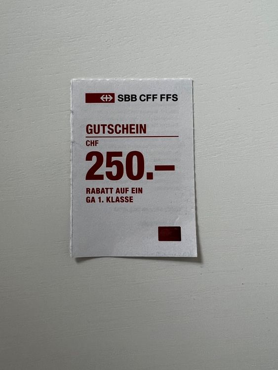 1. Klasse GA Gutschein CHF 250.- | Kaufen auf Ricardo