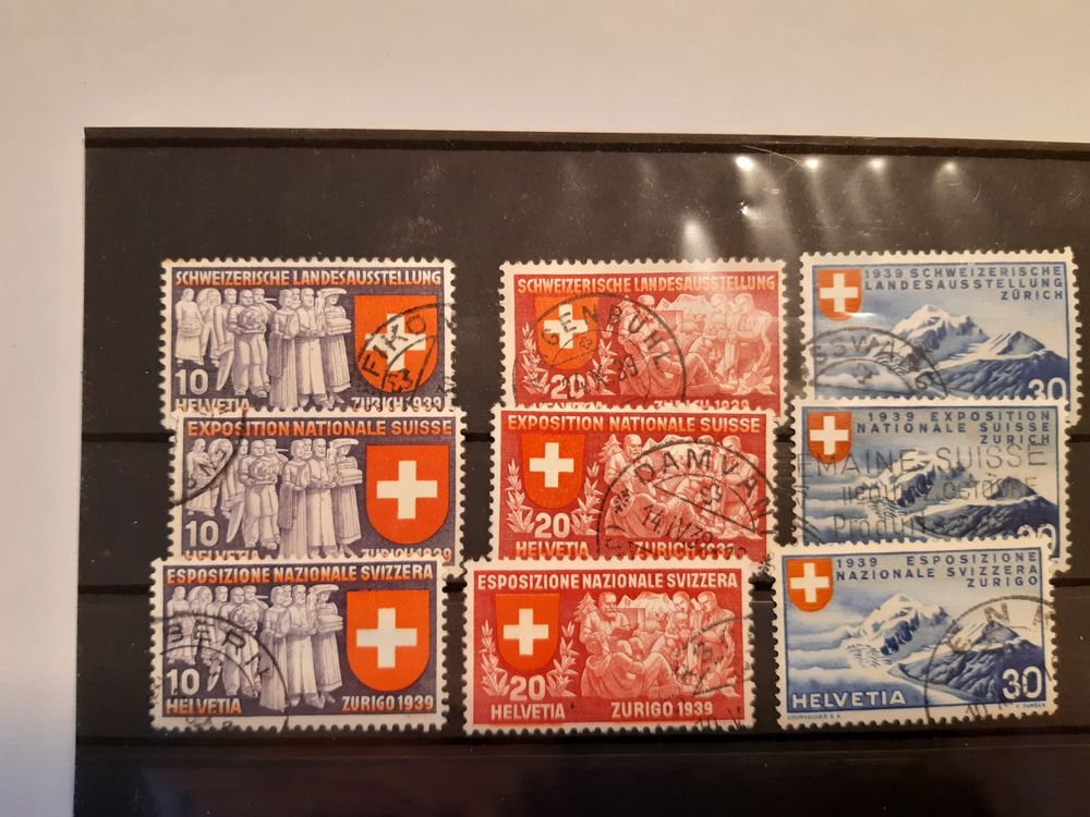 9 Briefmarken Landesausstellung 1939 Zürich gestempelt (Gebraucht) in Wattwil für CHF 1 – mit ...