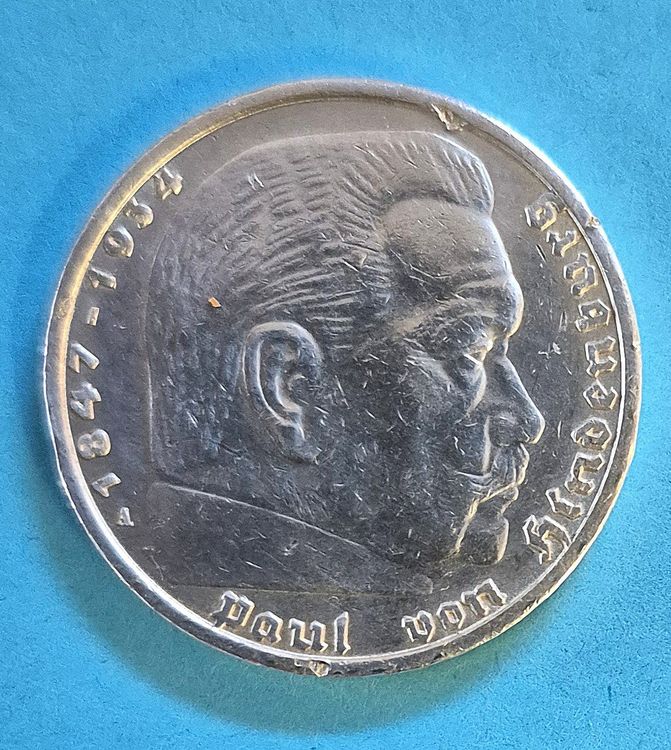 5 ReichsMark 1938 A Silber "Nazi-Deutschland" TopErhaltung (Gebraucht ...