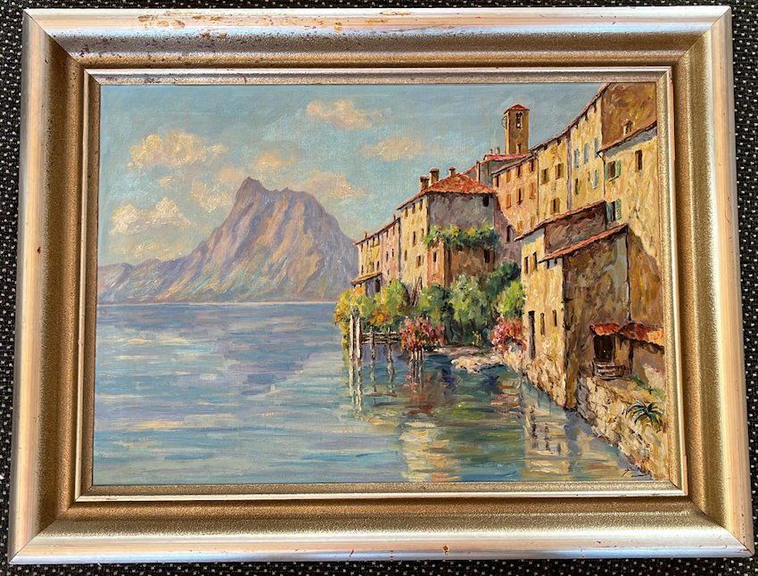 Gemälde Ansicht Gandria signiert Stenby (ID XL7) (Gebraucht) in Gelterfingen für CHF 30 – mit ...