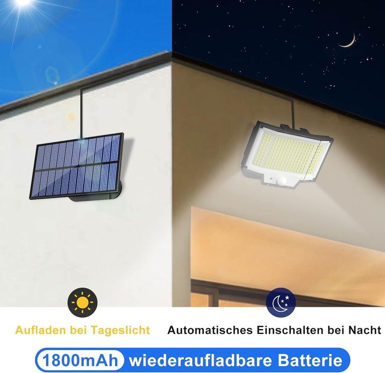 Solarlampe Mit Bewegungsmelder 200 Led Solarleuchten Ip65 (Neu (gemäss ...
