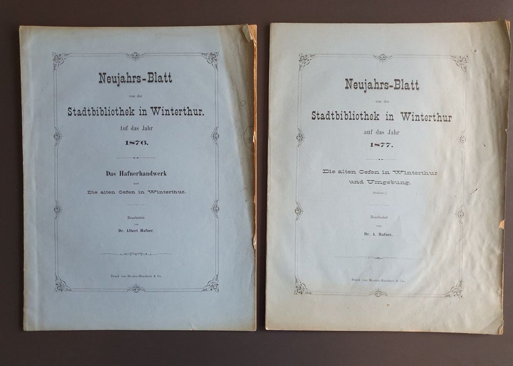 2x Neujahrs-Blatt Winterthur 1876 + 1877 Hafnerhandwerk (Gebraucht) in Zürich für CHF 4 – mit ...