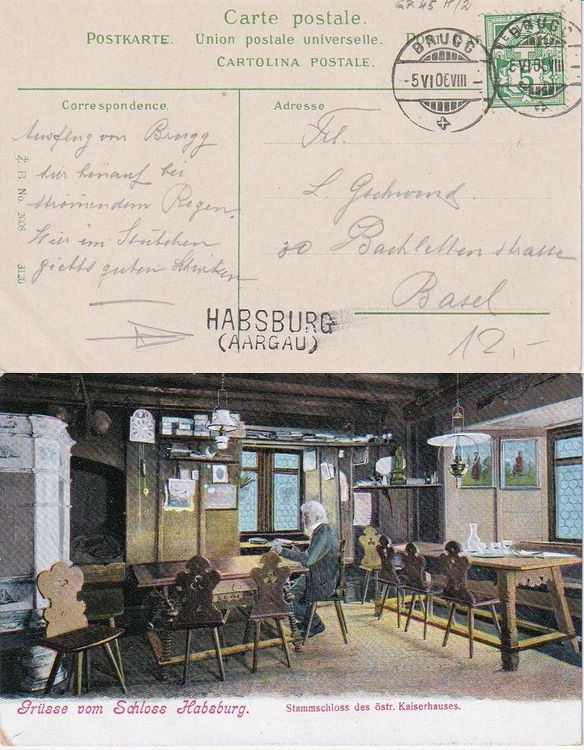 1906, AG Habsburg, Brugg, Bahn-Stabstempel auf AK | Kaufen auf Ricardo