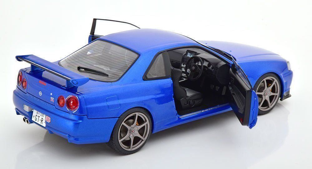 Nissan Skyline GT-R R34 1999 RHD blau met. 1:18 von Solido | Kaufen auf ...