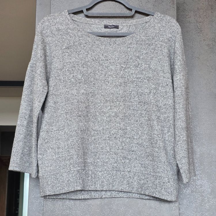 🐸 VISKOSE PULLOVER MIT OFFENEM RÜCKEN S / M GRAU MÉLANGE (Gebraucht) in ...