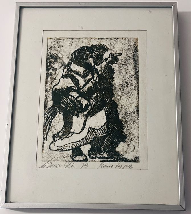 Alte Monotypie Unleserlich Signiert Datiert 79 | Kaufen auf Ricardo