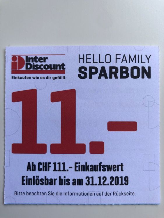Interdiscount 11.- Rabatt ab. 111.- (Neu und originalverpackt) in Biel ...