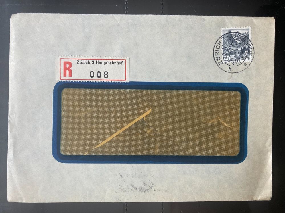 CH 1943 R-Brief 40Rp. Zürich 3 Hauptbahnhof Bern (Gebraucht) in Liestal für CHF 2.5 – mit ...