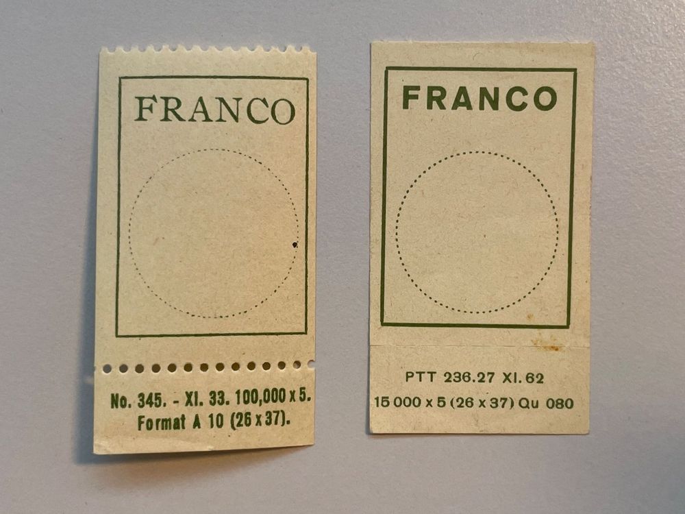FRANCO Zettel Nr. 3 + 6, postfrisch (Gebraucht) in Küssnacht am Rigi ...