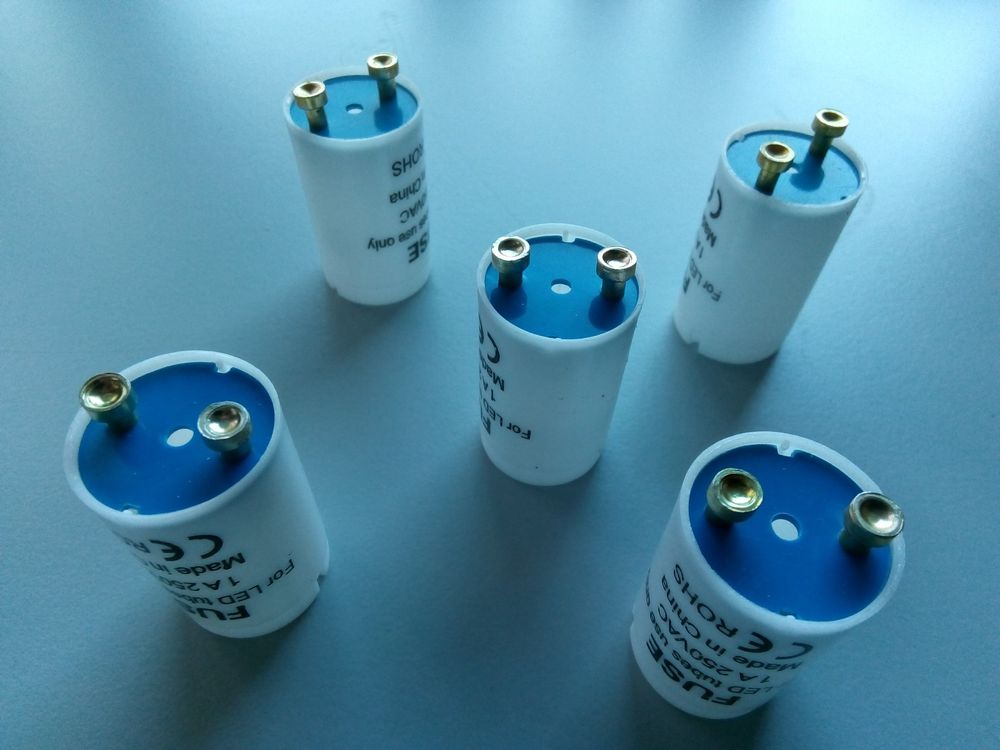 5x Dummy Starter / Fuse 250V-1A für T8 LED Röhren NEU (Neu (gemäss ...