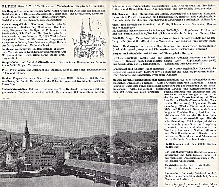 Olten - Stadtplan von 1949, Führer und Uebersichtsplan. | Kaufen auf ...