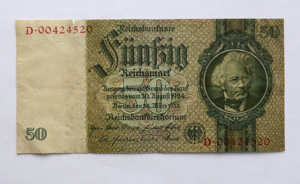 DEUTSCHES REICH - 50 Reichsmark Note - Berlin, 22. März 1933 | Kaufen ...