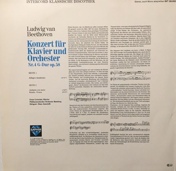 Beethoven – Klavierkonzert Nr. 4 (LP) (Gebraucht) in Grüningen für CHF ...