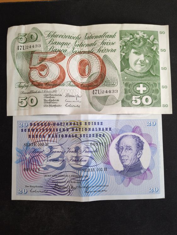Alte Schweizer Banknoten 50er & 20er (Gebraucht) in Meilen für CHF 25 – mit Lieferung auf ...