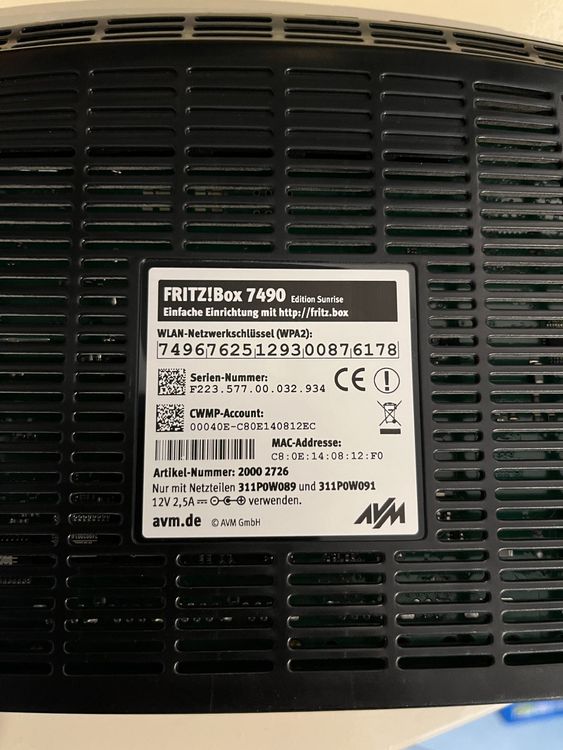 FritzBox 7490 (Gebraucht) in Härkingen für CHF 21 – mit Lieferung auf ...