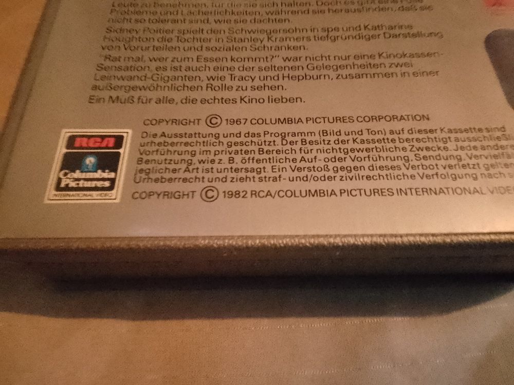 Rat mal, wer zum Essen kommt (USA 1967) RCA VHS CVT 10036 (Gebraucht ...