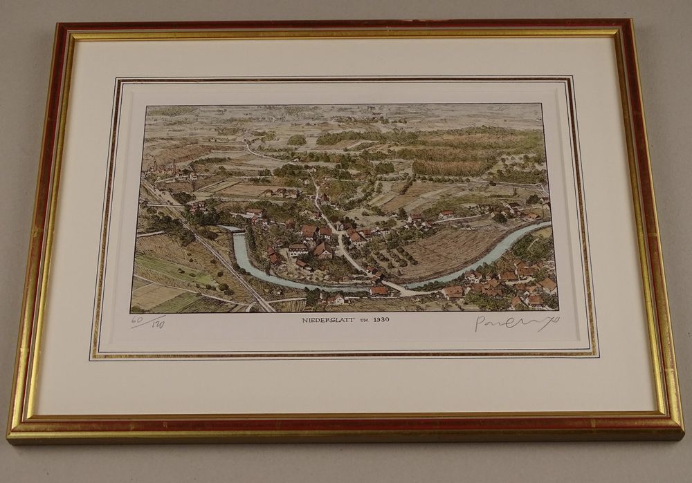 NIEDERGLATT UM 1930, HANDKOLORIERTE LITHOGRAPHIE, UM 1980 | Kaufen auf Ricardo