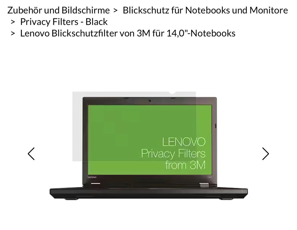 Lenovo Privacy Filter 3M 14 zoll (Neu und originalverpackt) in für CHF ...