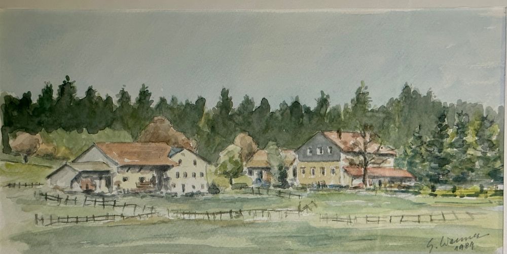 Henry Wanner, Dorfscene Aquarell, 63x50 cm | Kaufen auf Ricardo