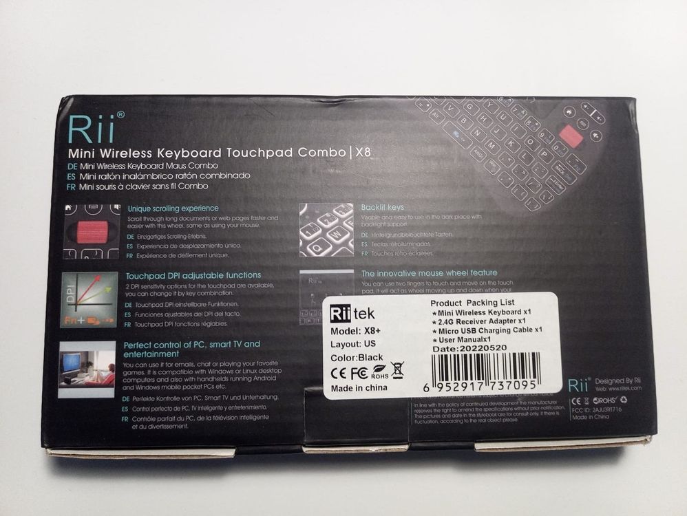 Rii X8+ Mini-Tastatur mit Touchpad und Maus, kabellos (Neu und ...