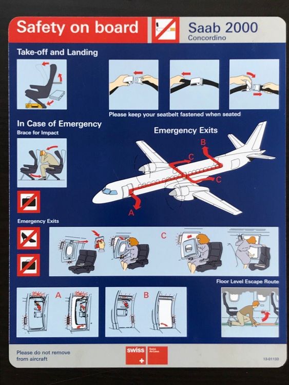 Safety Card SWISS Saab 2000 (Gebraucht) in für CHF 14 – mit Lieferung ...