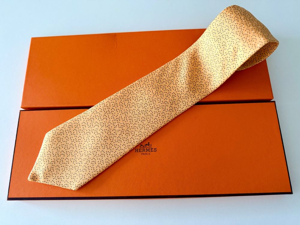 Cravate HERMES-Paris „Yellow Fantasy“ - avec box original (Neuf (Voir ...