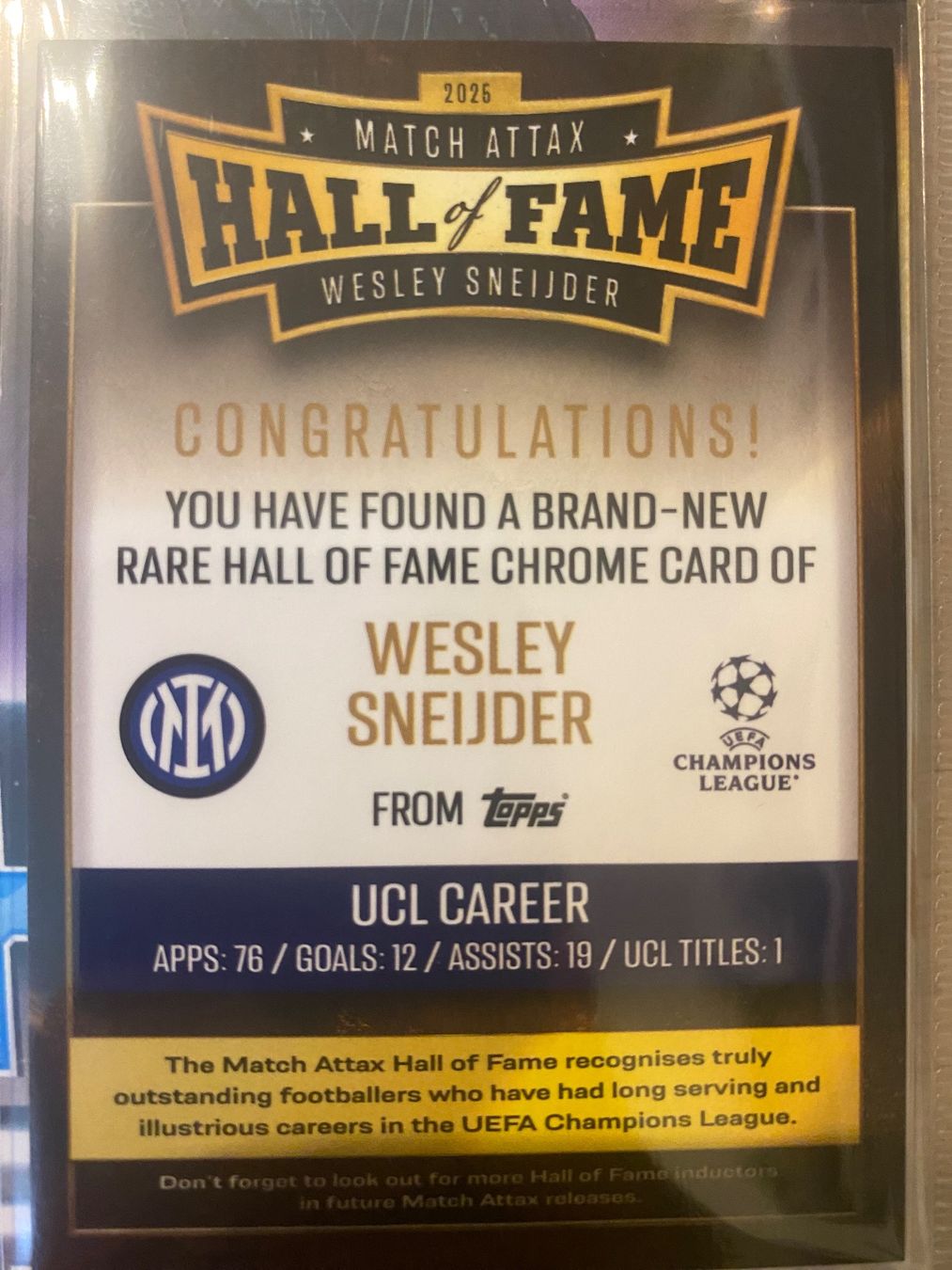 Topps Match Attax 25/26 Hall of Fame Wesley Snejder (Neu (gemäss ...
