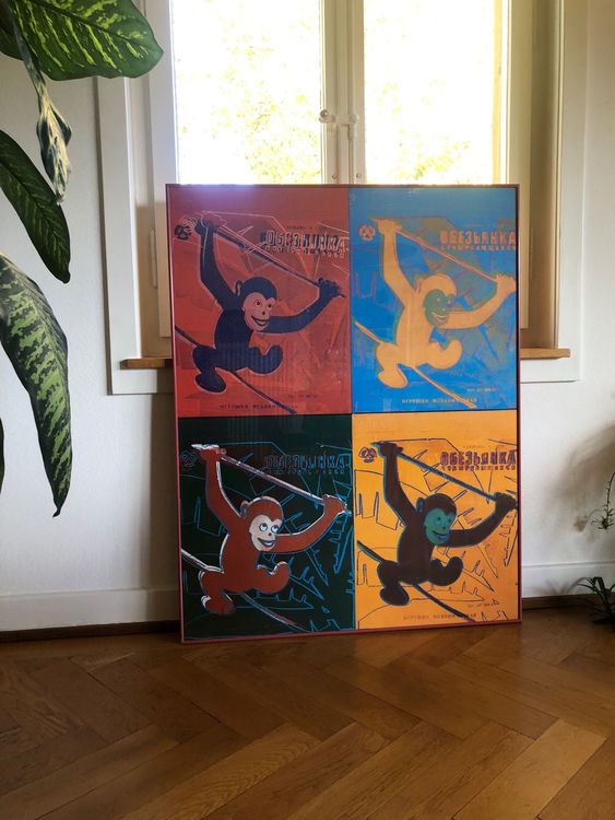 Andy Warhol "Vier Affen" - LARGE Farboffset Lithographie (Gebraucht) in ...